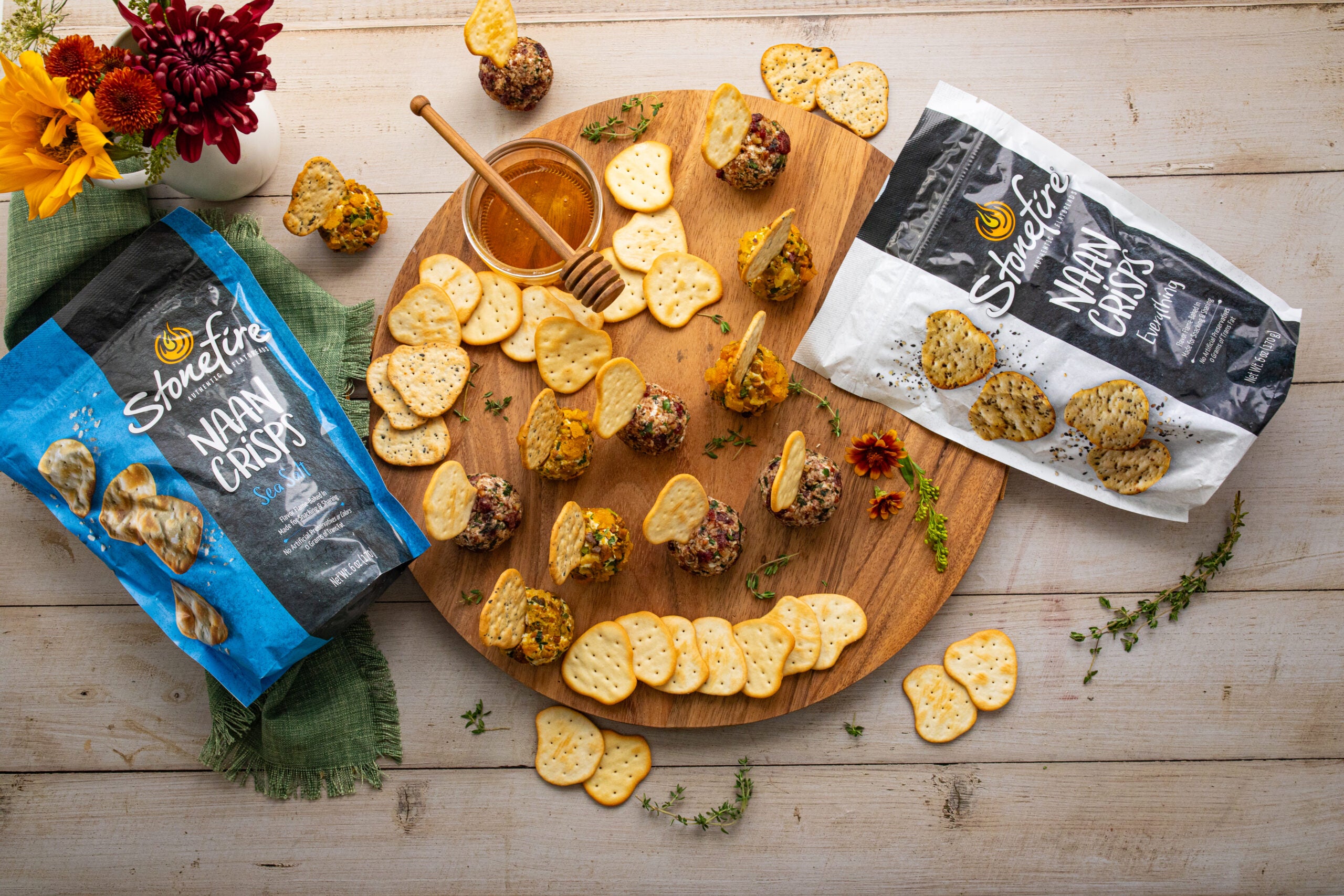 Mini Goat Cheese Balls with Stonfire Naan Crisps – Stonefire Authentic ...